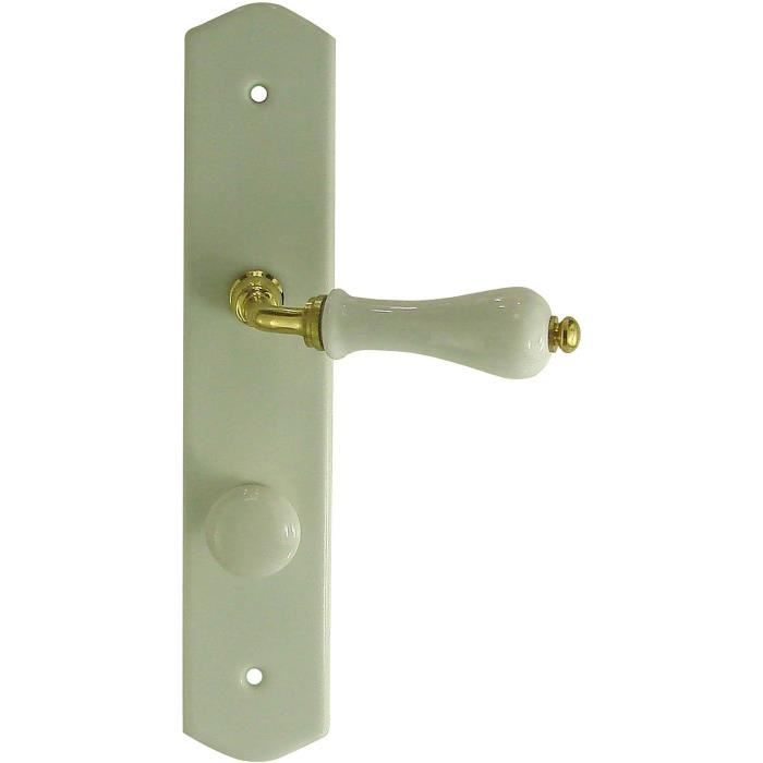 550142 Demi Poignée De Porte Sur Plaque Poire Porcelaine Blanc Sur ...