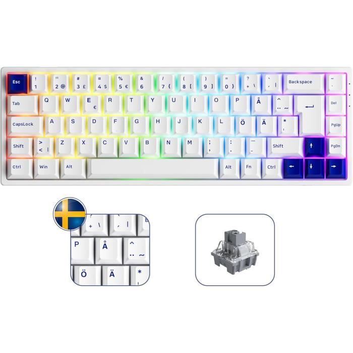 3068B Plus Clavier Mécanique Rvb, Layout Qwerty Iso-Nordic, Mini ...