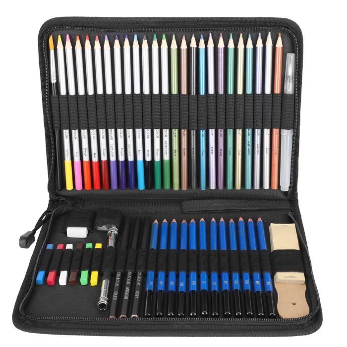 Crayons de couleur, kit de crayons de sac en nylon professionnels ...