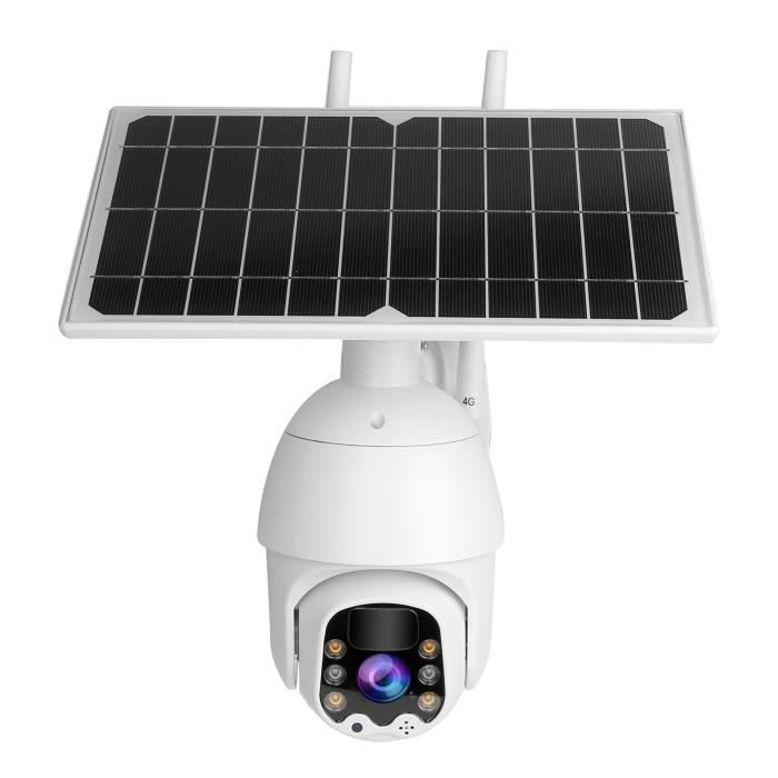 BOV Caméra solaire sans fil 1080P 4G PTZ IR vision nocturne PIR - Blanc ...
