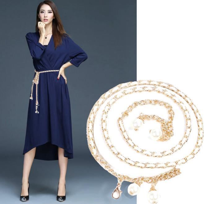 Lady Mode Chaîne Métal Perle style Ceinture chaîne du corps féminin WH ...