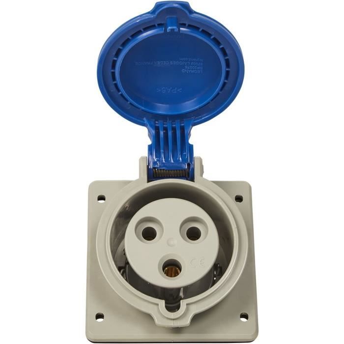 555184 Prise À Entraxes Unifiés Fixe P17 Ip44 16A, 200V~ À 250V~, 2P+T ...