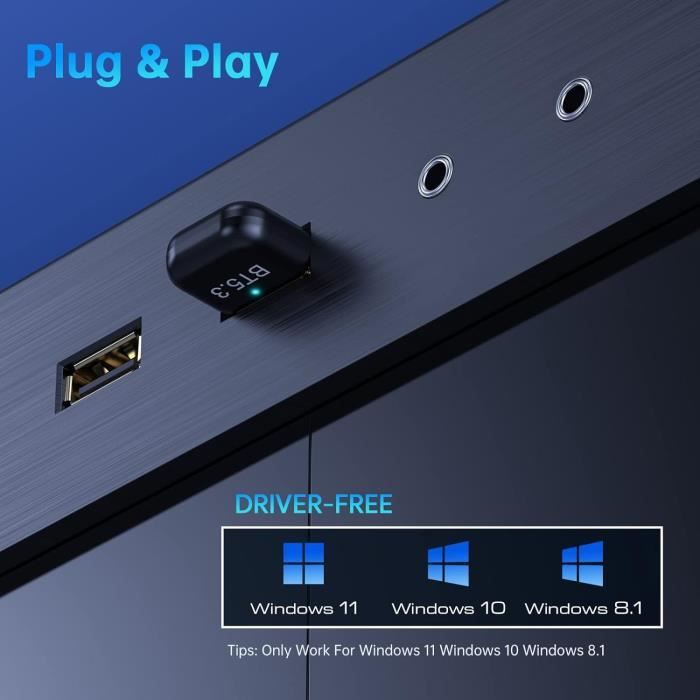 Mini adaptateur USB Bluetooth 5.0 pour PC, antenne Bluetooth pour PC ...