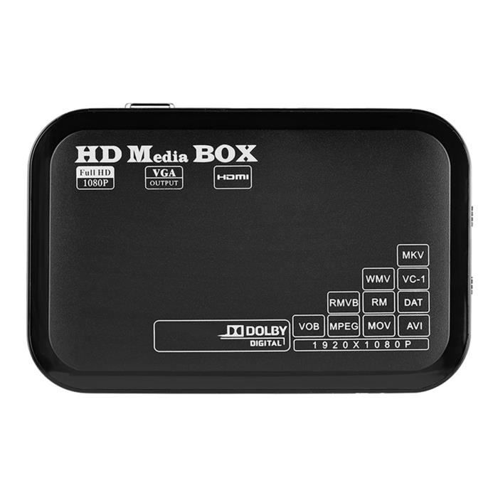Qiilu Boîtier de lecteur multimédia 1080P Full HD Mini Box Media Player ...