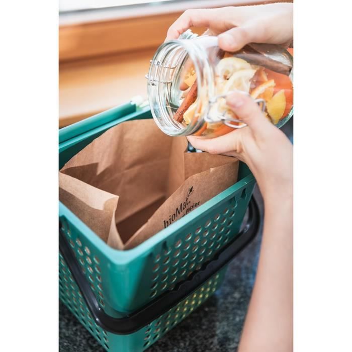 Sacs Poubelle Papier Compostables 7L, 160 Sachets En Papier Kraft Pour ...