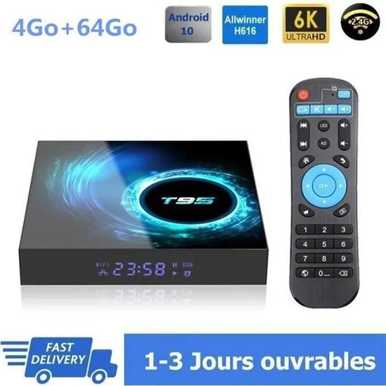 TV Box Android 10 T95 Smart TV BOX Wifi BT 4G+64Go H616 6K Netflix Google Store Boîte Multimédia ...