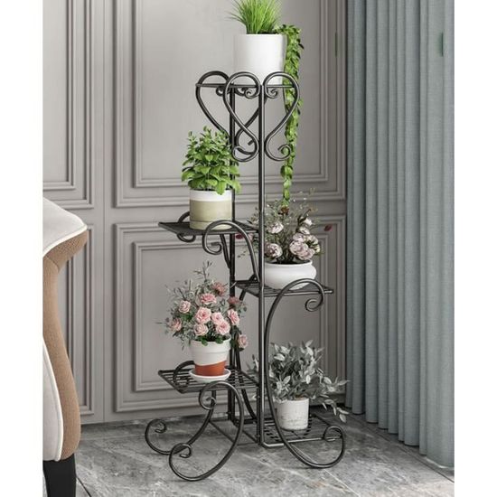 Support de pot de fleur en fer forgé - Porte Plante Fleur 5 Couches ...