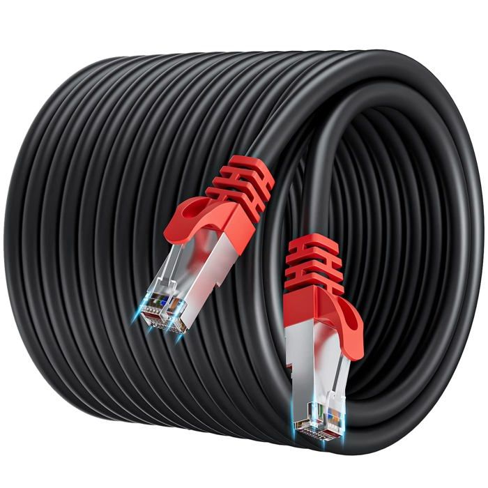 Cable Ethernet 50M Cat 7, Câble Rj45 Blindé Sftp Câble Réseau 50 Mètres ...