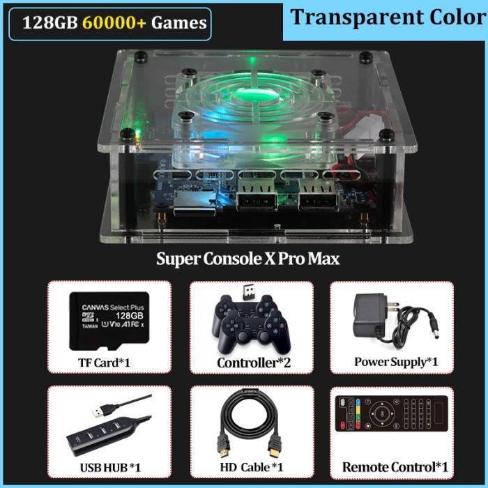 128 Go sans fil blanc-UA-Console de jeux vidéo Super X Pro Max TV 4K HD ...