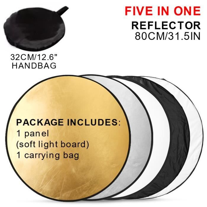 Réflecteur photographique 5 en 1 pliable portable AIHONTAI - 60/80/100 ...
