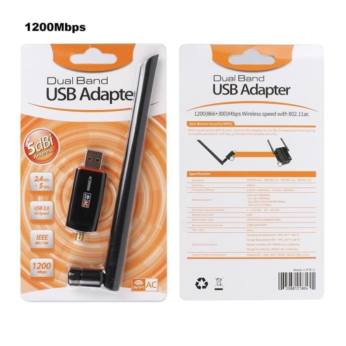Modèle de 1200 Mbps A - Adaptateur Wifi USB Dongle carte réseau sans ...