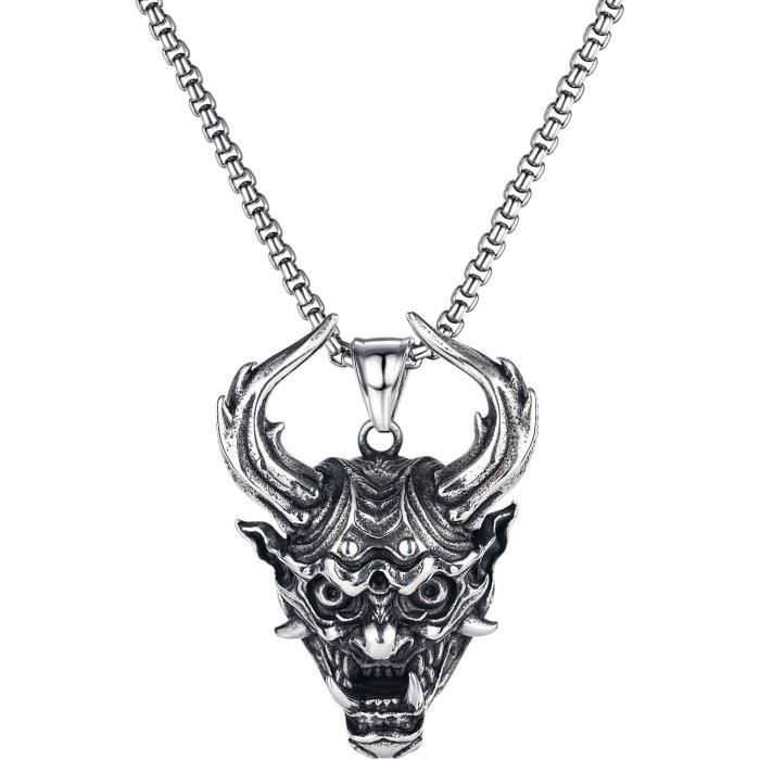 Collier Avec Pendentif Tête De Mort De Bœuf En Acier Inoxydable 316L ...