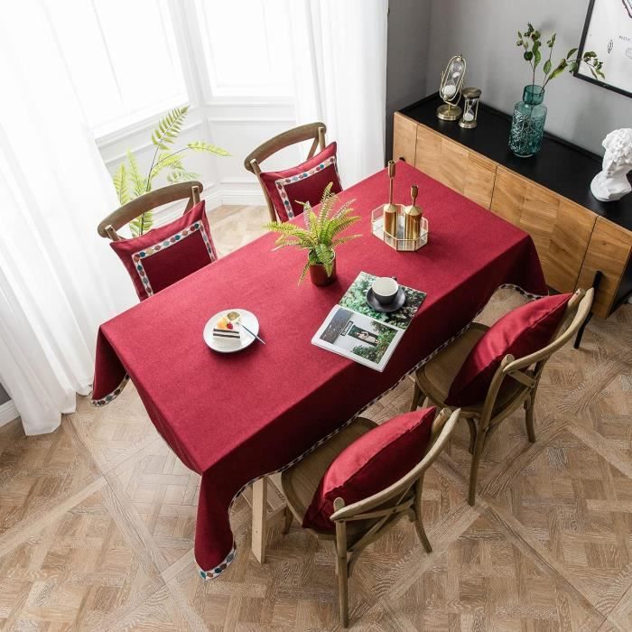 Nappe Rectangulaire, 90X120Cm, Nappe De Table Lavable, Coton Et Lin ...