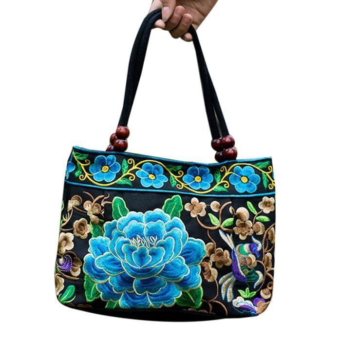 Femmes sac à main en toile de broderie ethniques - Cdiscount Bagagerie ...