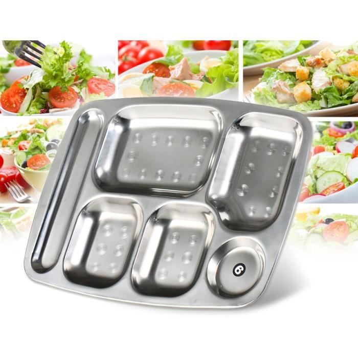 6 Compartiment plateau en acier inoxydable Assi… - Cdiscount Maison