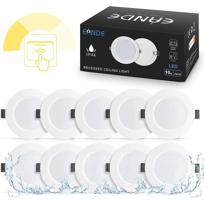 Lot de 10 Spots Led Encastrable Dimmable IP44, Blanc Neutre 4000K Extra Plat 26mm, 220V 6W 600LM ...