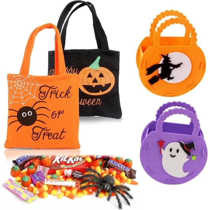 4 Sacs De Citrouille d'Halloween, Panier De Bonbons Halloween, Sacs De ...