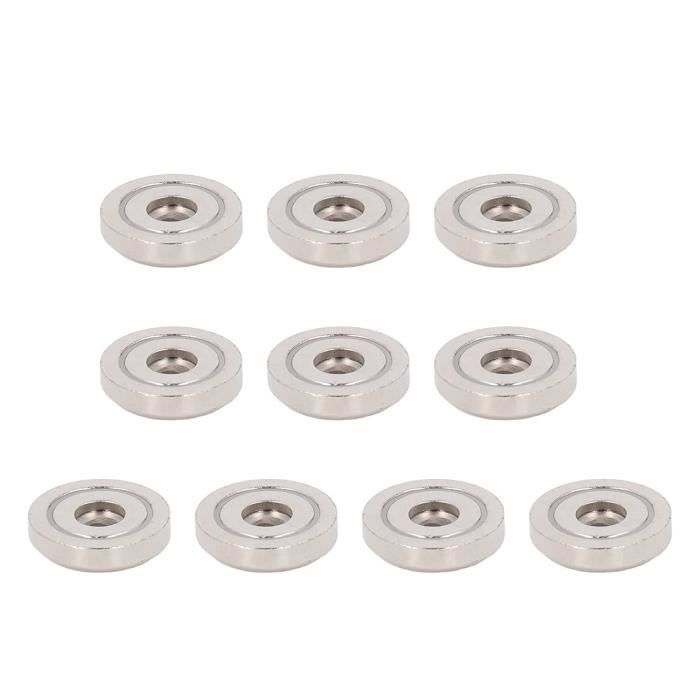 10 Pièces Trou fraisé Pot Aimant Argent Terres Rares Aimants Forte ...