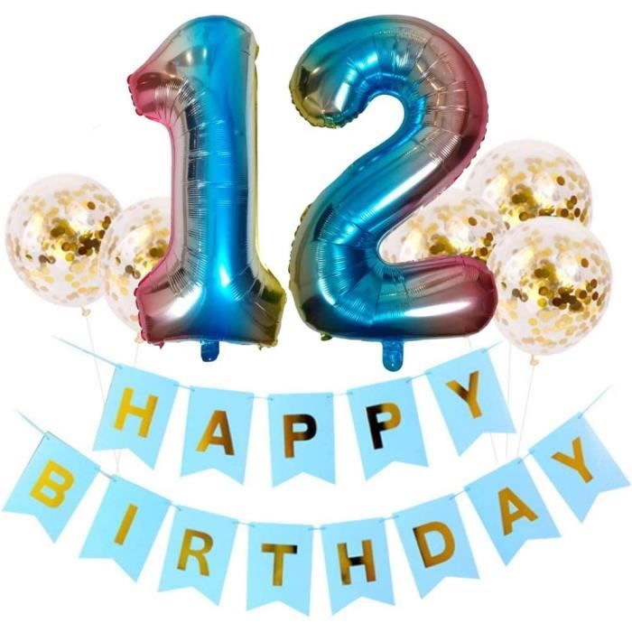 Decoration Anniversaire 12 Ans - Deco Anniversaire 12 Ans Bleu, Happy ...