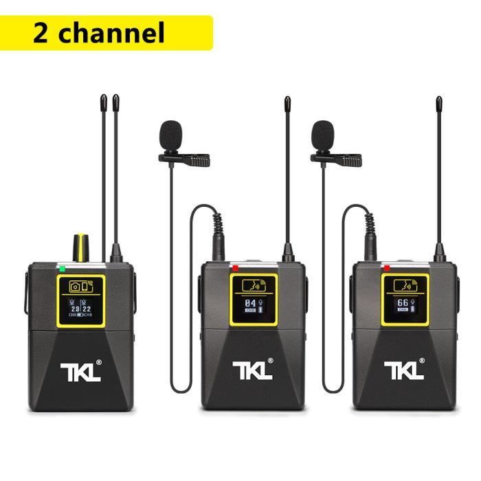 Microphone Lavalier sans fil - UHF - 100 canaux - Haute sensibilité 32db - Portée 120m ...