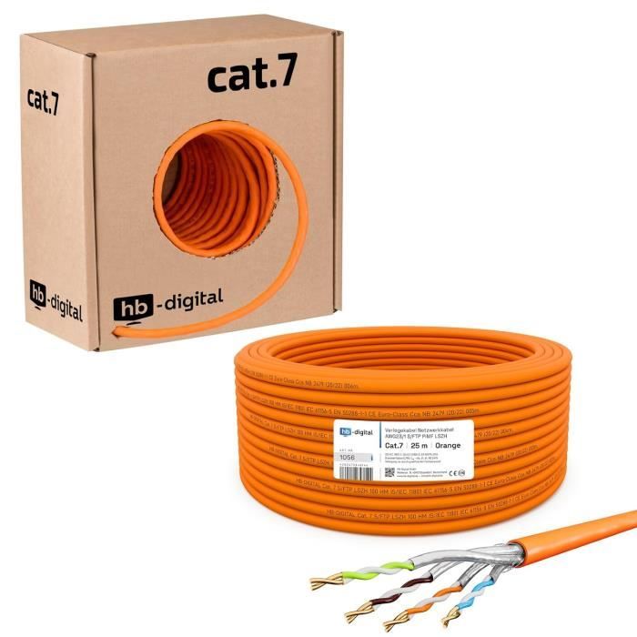 25m CAT 7 Câble Ethernet RJ45 LAN Câble réseau S-FTP PiMF Internet d ...