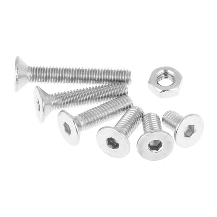 EJ.life boulons à vis 260pcs M3 304 En Acier Inoxydable Hex Socket Vis À Tête Plate Boulons ...