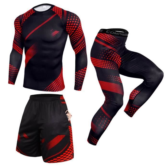 Tenue de Compression de Sport pour Homme 3 Pièces Tenue de Compression ...