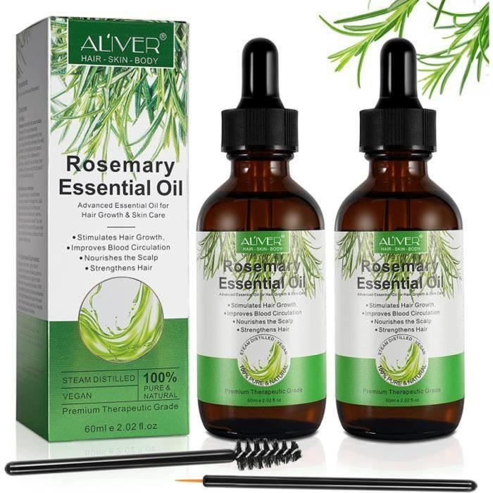 2PCS Huile Essentielle De Romarin Pour La Croissance Des Cheveux,Huile De Romarin 60ml,Sérum De ...