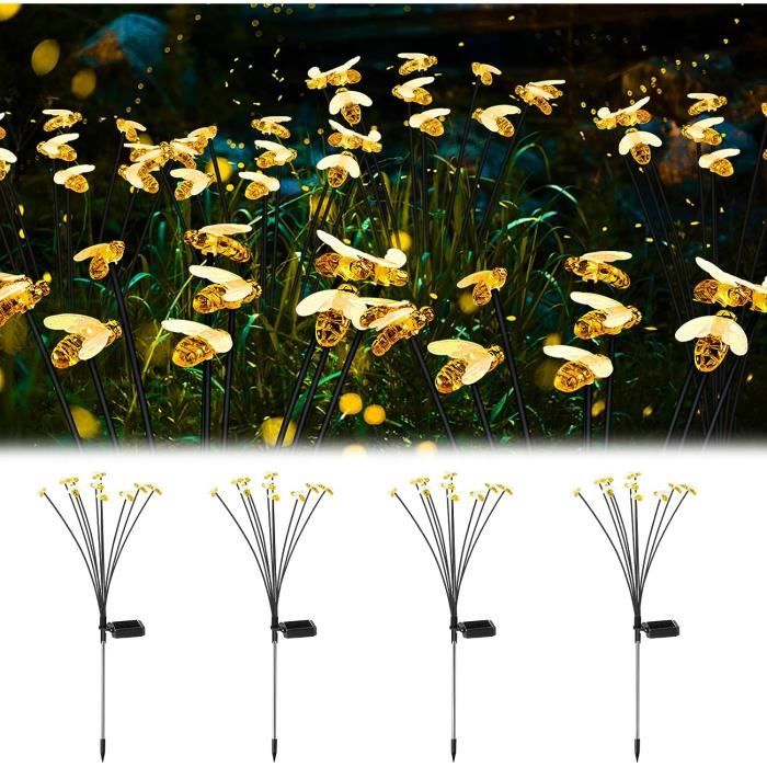 Dufuso 4 Pièces 10 LED Luciole Solaire Exterieur Jardin Lampe, IP65 ...