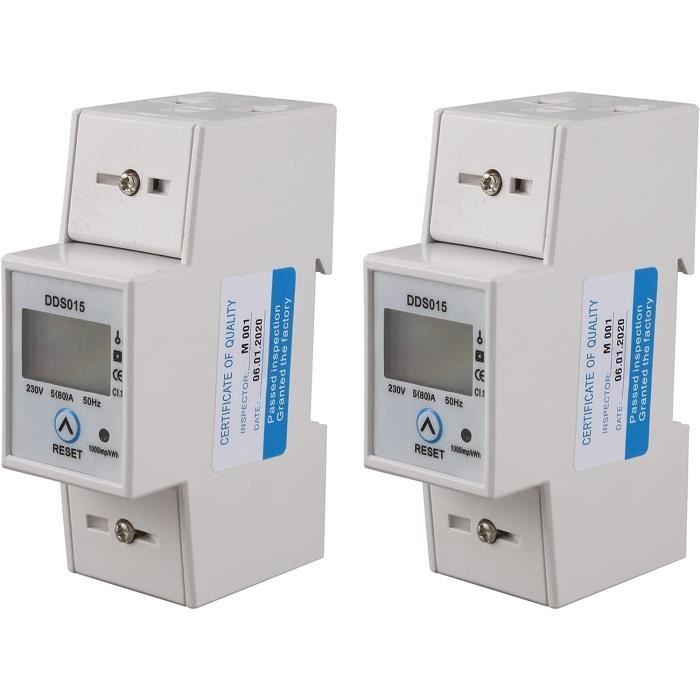 2X Rail Din Monophasé Wattmètre Consommation Electrique En Compteur D ...