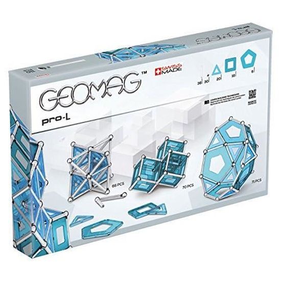 Geomag- Pro-L Jeux de Construction, GMR01, Silver Metal, Blue, 110 ...