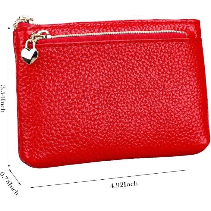 Rouge Porte-Monnaie En Cuir Véritable Femmes, Rouge, 12.5X9X2Cm ...