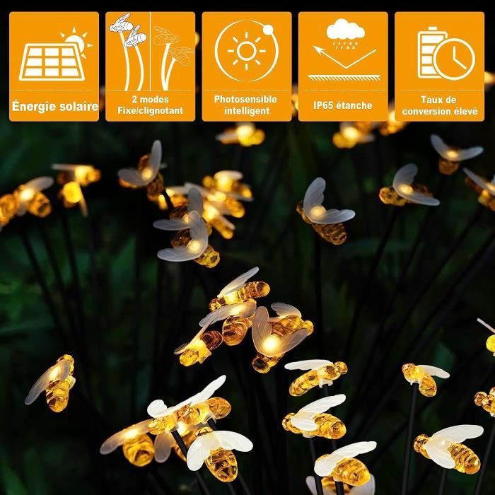 Dufuso 4 Pièces 10 LED Luciole Solaire Exterieur Jardin Lampe, IP65 ...