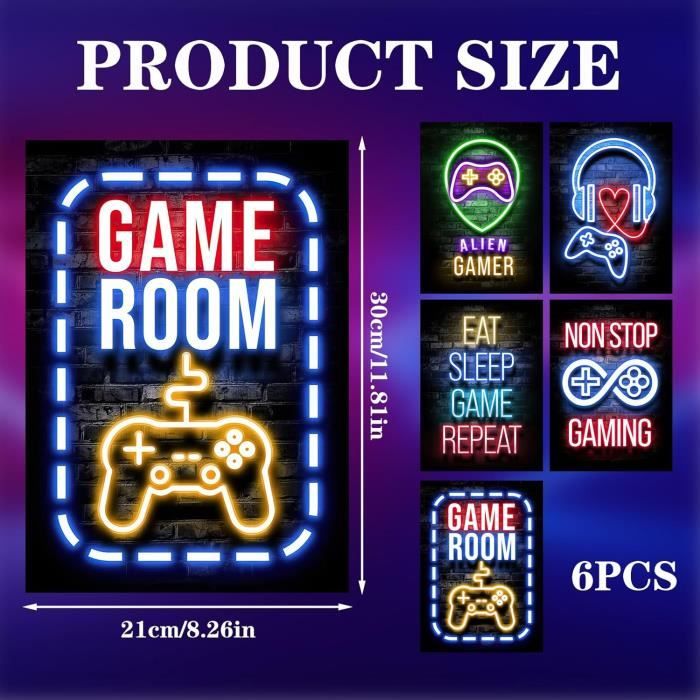 6 Tableau Gamer A4 Gaming Poster, Affiche Decoration Murale Pour Salle ...