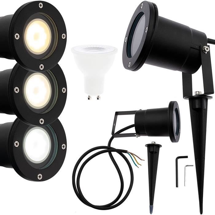 Lot de 2 spots de jardin HORTI Spike GU10 étanches IP65 avec piquet ...
