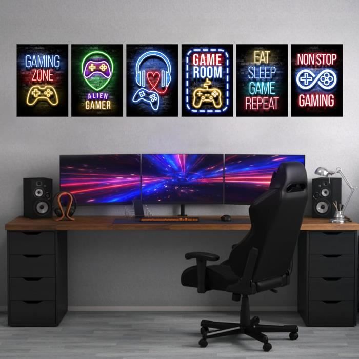 6 Tableau Gamer A4 Gaming Poster, Affiche Decoration Murale Pour Salle De Jeu[J8255] - Cdiscount ...