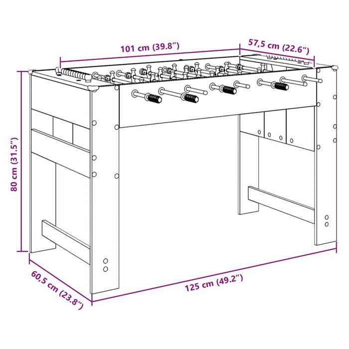 Table de Foosball Chêne fumé 125 x 60,5 x 80 cm- MOTHINESSTO ...