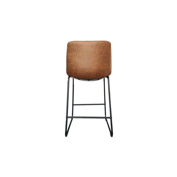 Chaise de comptoir MANCO – PU cognac – Pieds en métal – Hauteur 93 cm ...
