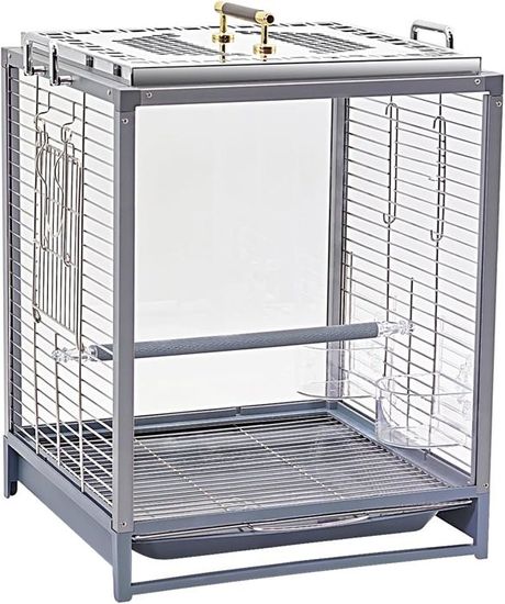 VOLIERE - CAGE OISEAU-Gris argenté Aluminium Cage à Oiseaux pour ...