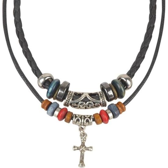 Collier Ras Du Cou Et Pendentif En Croix Ethnique Réglable En Chanvre ...