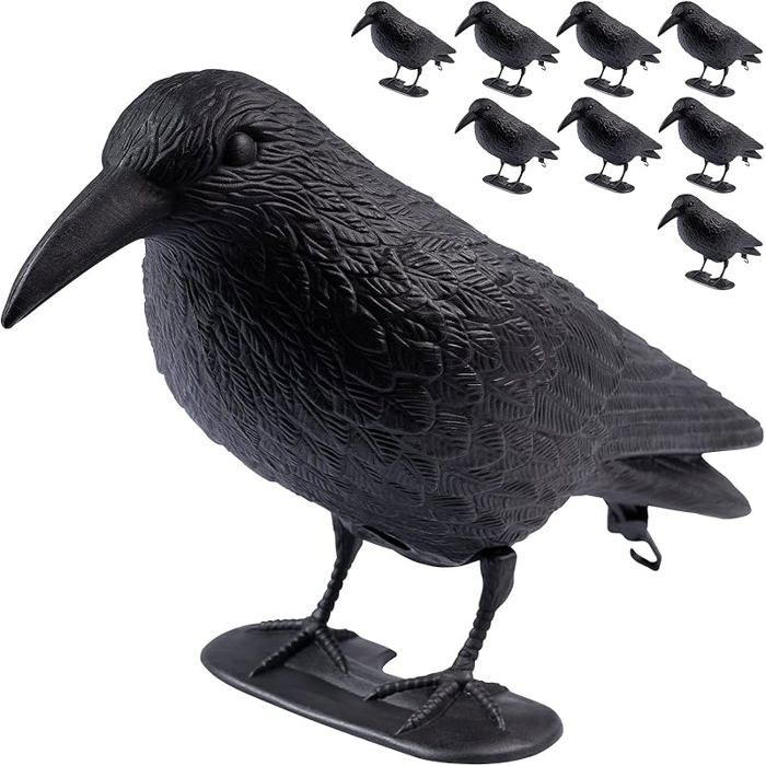 9 Corbeaux factices en P stique / 38x13x12,5cm, Noir/Antipigeon ...