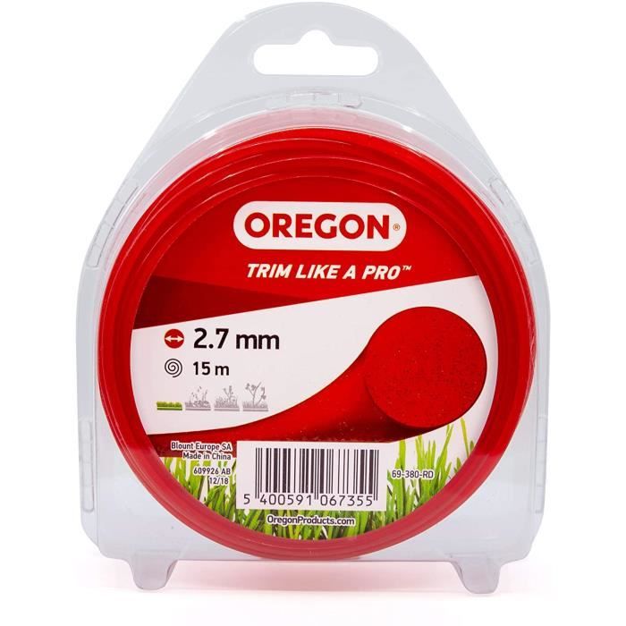 Bobine de Fil Nylon Rond pour Coupe-bordure, Fil de coupe de remplacement 2,7mm x 15m, Rouge (69 ...