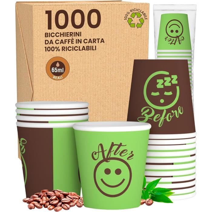 Downupcup Lot De 1000 Verres En Papier Pour Café 65 Ml Vert Écologiques ...