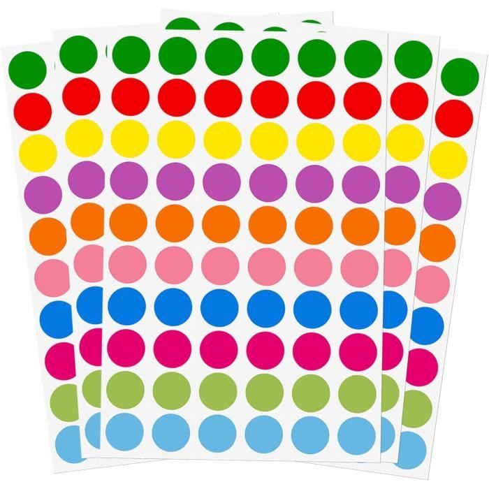2400+ 19mm Gommettes Autocollants Ronde Étiquettes Pastilles Enfant 10 ...