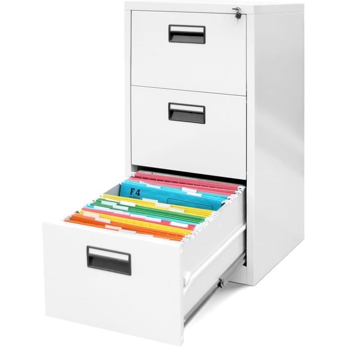 Armoire pour Dossiers Suspendus Métallique avec 3 Tiroirs Revêtement en ...