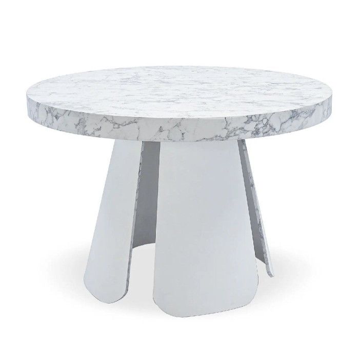 Table ronde extensible - MENZZO - Henriette - Effet Marbre Blanc - 8 ...