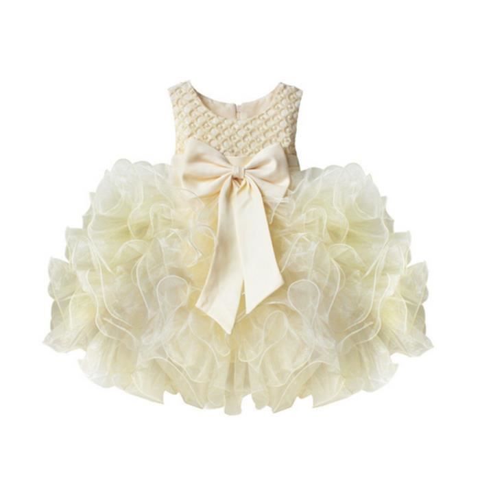 Robe de bébé Baptême Cérémonie Tutu enfant Fro... blanc - Cdiscount ...