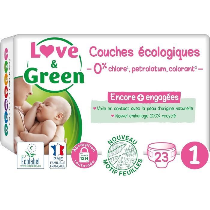 Couches Bébé Saines Et Ecologiques - Taille 1 (2-5 Kg) - 23 Couches ...