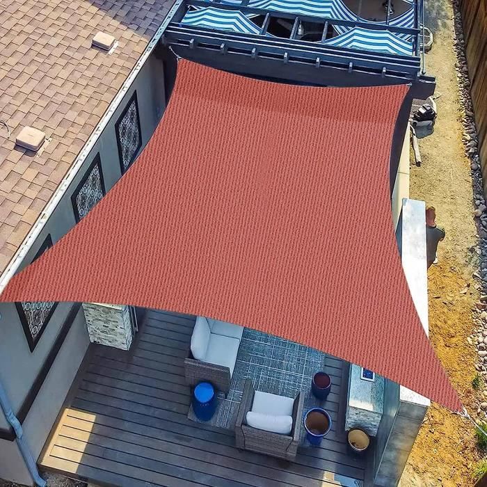 Voile d'ombrage rectangulaire rouge SSS - 2,4 x 3 m - Protection anti ...