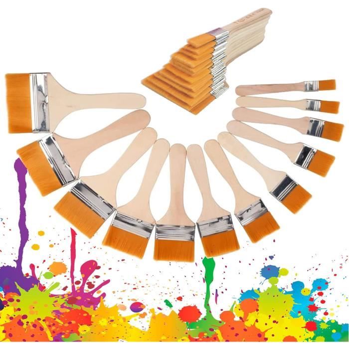 Sets de Pinceaux de Peinture, 12 Pièces Pinceaux en Acrylique Plats ...